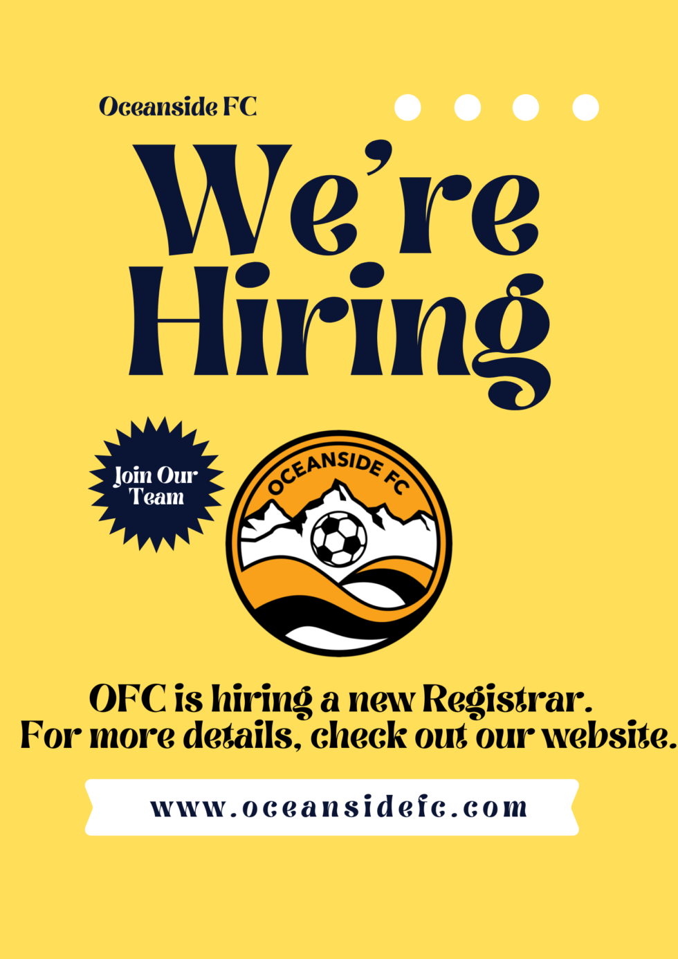 We're Hiring! - Oceanside Football Club | Vancouver Island Soccer